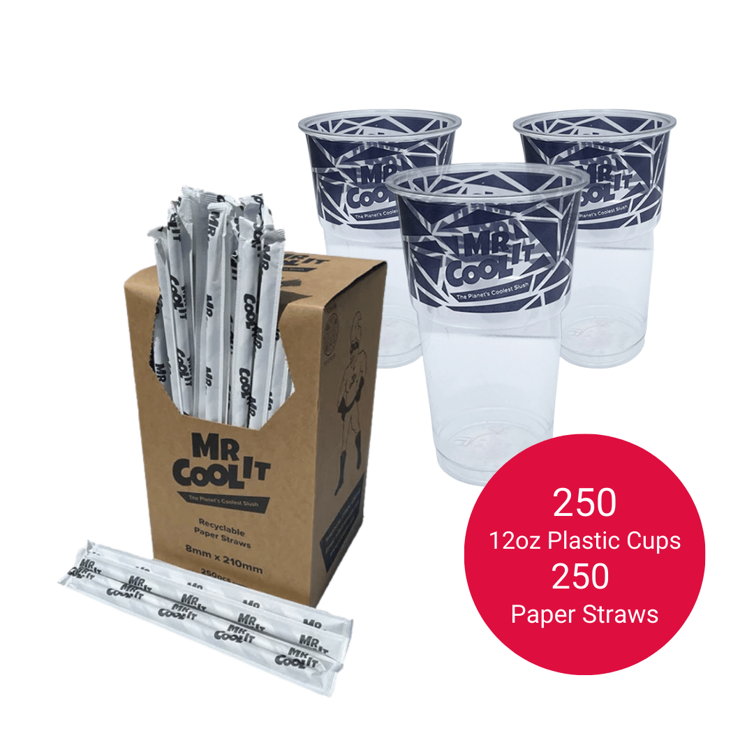 Mr Cool It 250 x 12oz Plastic Cups and Straws Bundle | Slush Direct