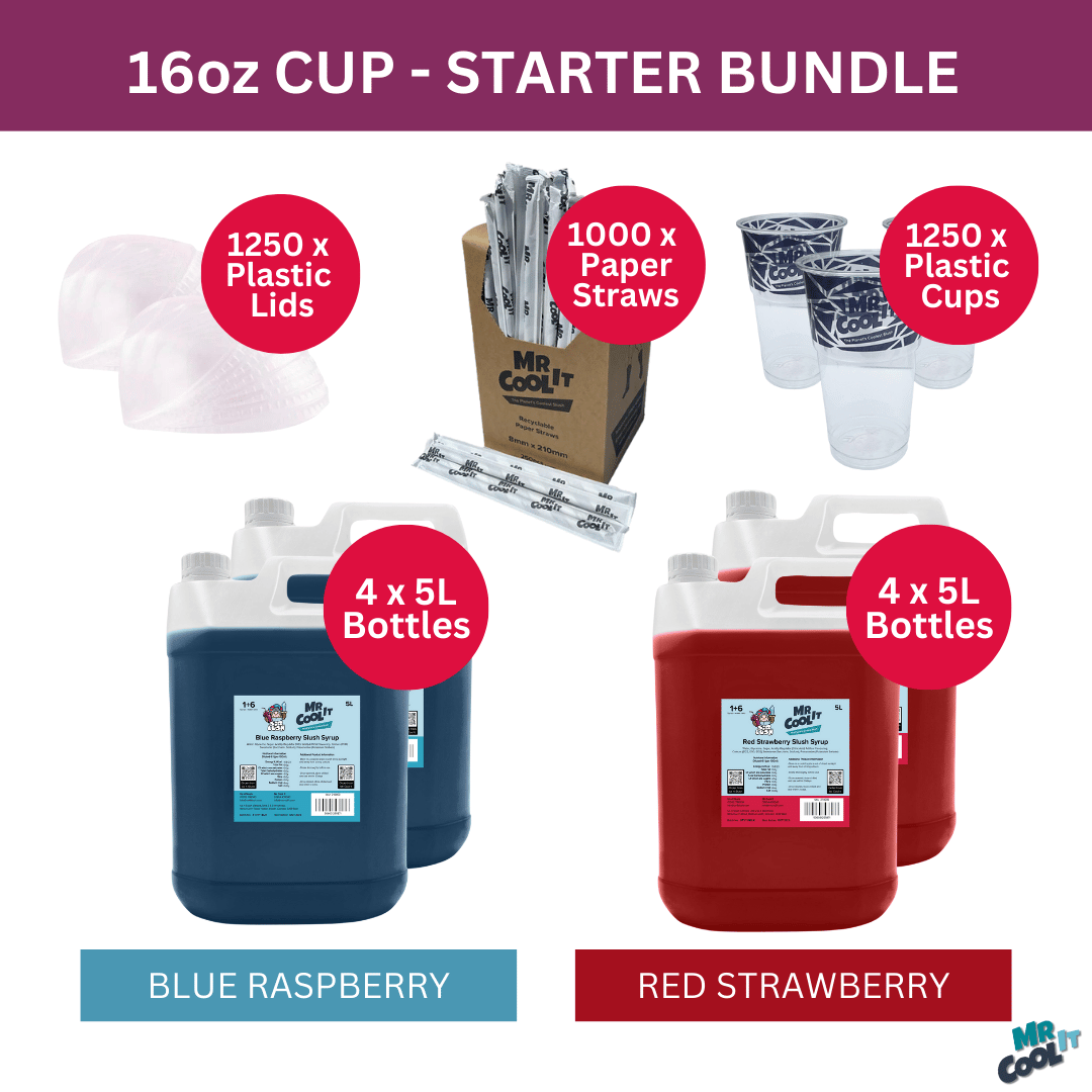 Slush Syrup Bundle with 16oz Cups, Lids & Straws | Slush.co.uk