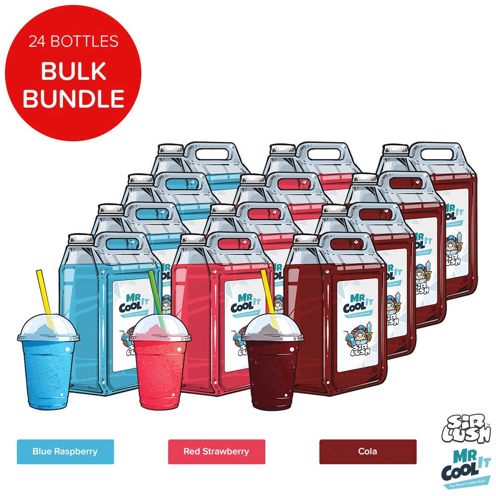 Slush Syrup Bundle, Blue, Red & Cola - 12-Pack | Slush.co.uk